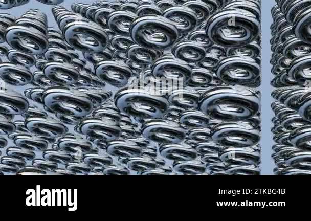 Background with Rotation around Thousands of Chrome Rings. 3D Render ...