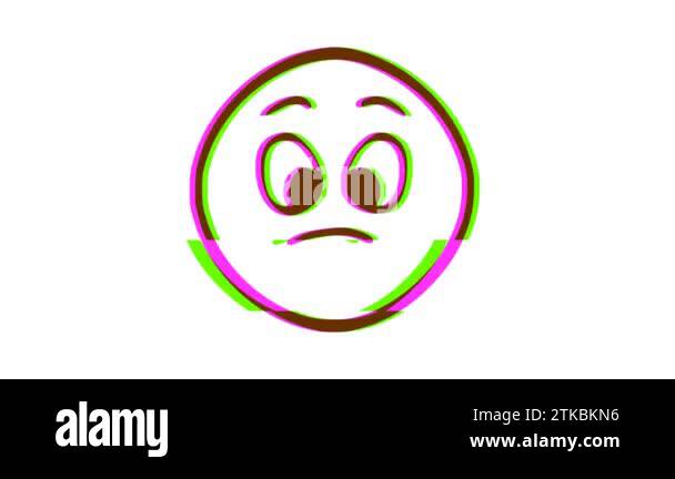 Sad Face emoticon with glitch effect. Cartoon face animation, Emoji ...
