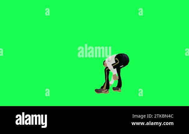 3d tall skinny bald animated man throwing stone back angle isolated ...