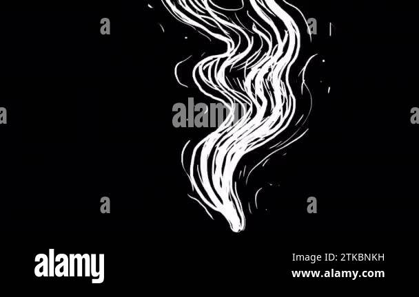 Cartoon white smoke spins on a black screen. Stock video with outgoing ...