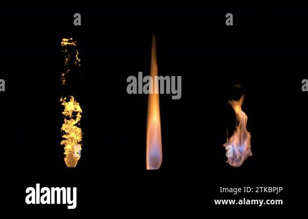 Different types of burning fire flames on a transparent background ...