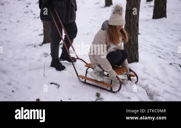 Boy pulling sled girl sitting Stock Videos & Footage - HD and 4K Video ...