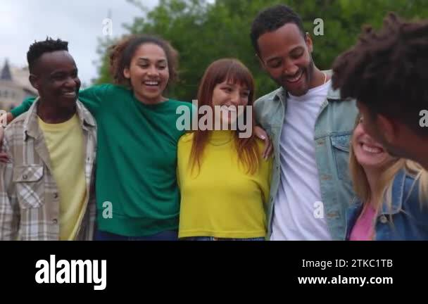 Group six friends hugging Stock Videos & Footage - HD and 4K Video ...