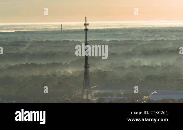 Tall telecommunication radio cell tower with wireless communication 5g antennas for network ...