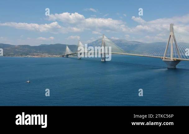 Aerial View Of Rio Antirrio Or Charilaos Trikoupis Bridge One Of The Worlds Longest Multi Span
