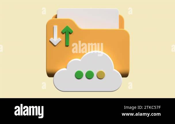 Cloud Storage 3d Animation File Transfer Concept Cloud Download And Upload Icon Digital File
