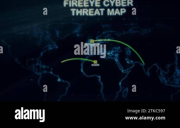 World map with different targets for cyber attack. Hacking and ...