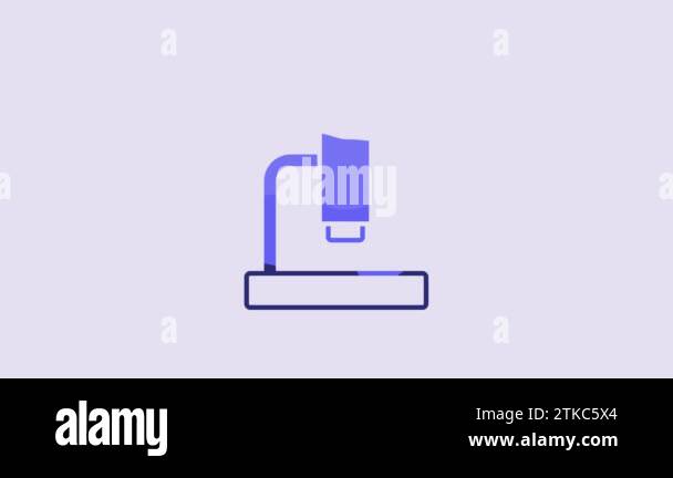 Blue Microscope icon isolated on purple background. Chemistry ...