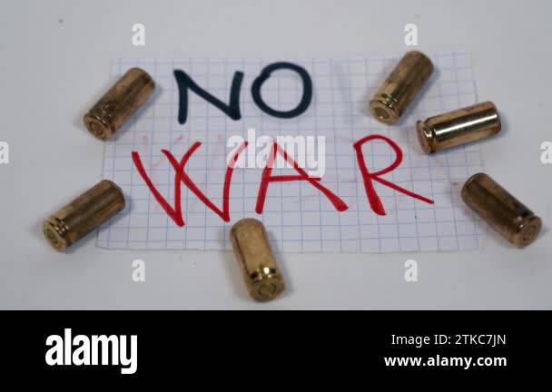 No Army and no war logo sign with 9 mm revolver gun bullets - peace ...