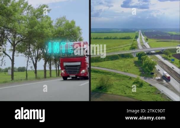 Delivery of goods by various means of transport. Multiscreen logistics ...
