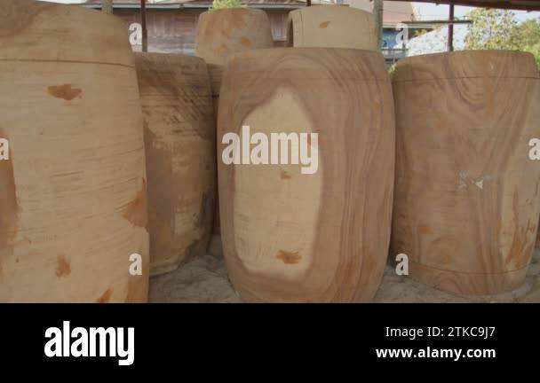 Large pieces of wood were cut into pieces to make various types of ...