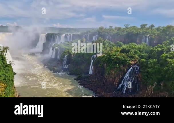 Iguazu Falls, the largest series of waterfalls of the world, located at ...