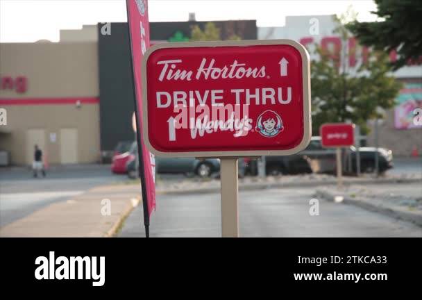 tim hortons wendys drive thru sign on post with breakfast wendys ...