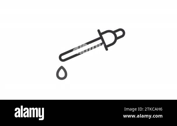 Animated dropper linear icon. Laboratory tool. Medication. Medical eye ...