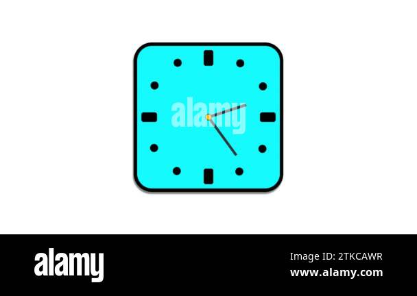 Animated 2d clock with shadow. clock's hand speed rotation. 12 hours ...