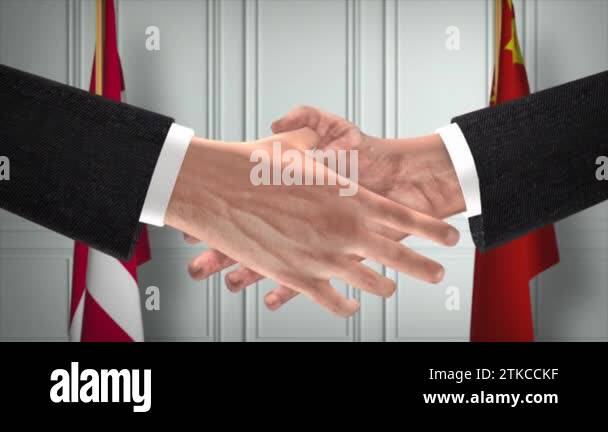 Denmark and China Officials Business Meeting. Diplomacy Deal Animation ...