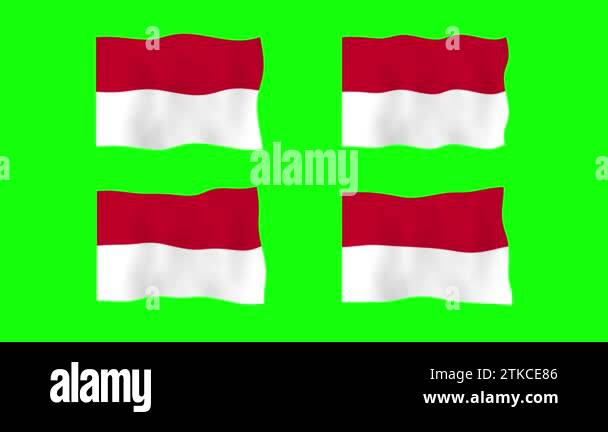 Indonesia Waving Flag 2d Animation On Green Screen Background Looping