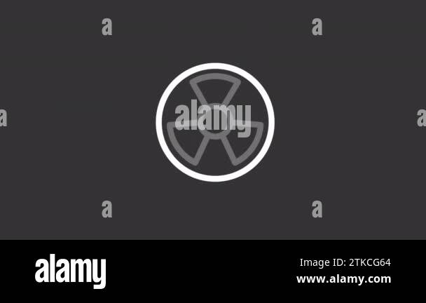 Animated radiation white line icon. Radioactive area. Hazardous object ...