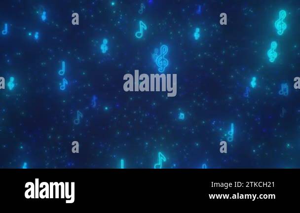Millions of Blue Sheet Music Note Shapes Flying Moving Toward Camera ...