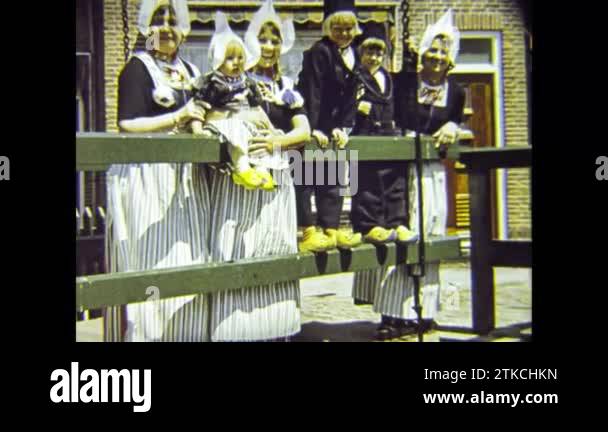 Amsterdam, Netherlands june 1980: Traditional dutch village view in 80s ...