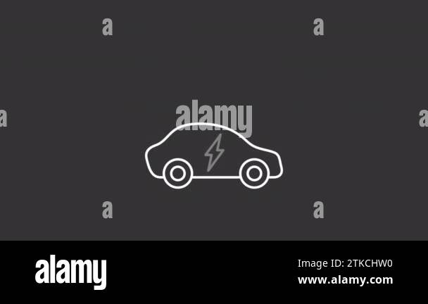 Animated charger use white line icon. EV charging stations at work ...