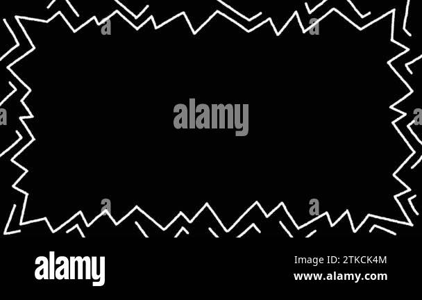4K HD Doodle Zig Zag Explode Rectangle Frame Border Hand Drawn Drawing ...