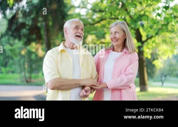 Close up Happy old senior married couple spend leisure time together ...