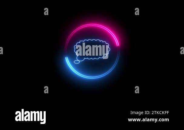 Blue and pink color neon line message icon. communication or comment ...