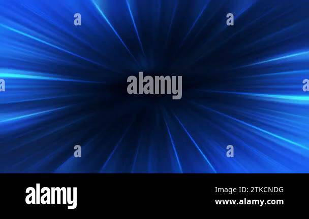 Abstract loop blue radial shine light rotation from the center star ...