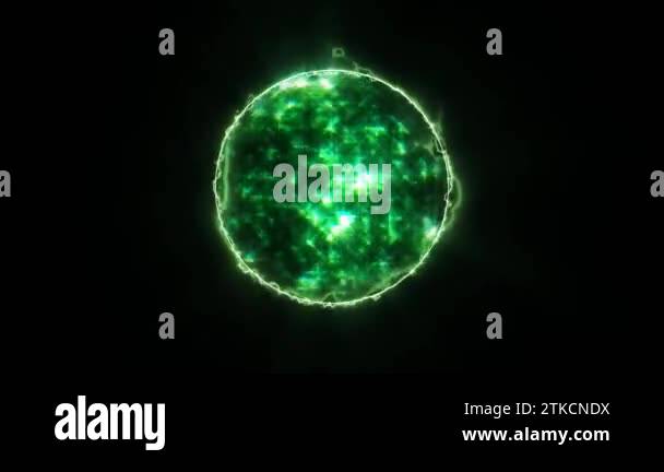 3d glowing green cosmic sphere animation in the Universe. Animated 3d ...