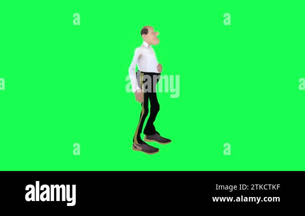 3d tall skinny bald animated man drinking alcohol left angle isolated ...