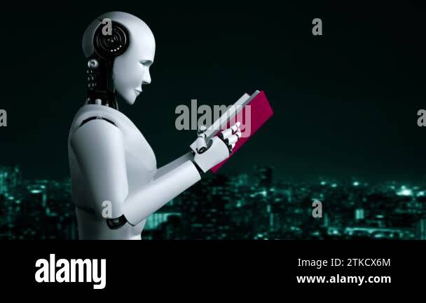 Futuristic robot artificial intelligence huminoid AI programming coding ...