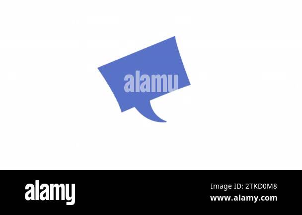 Animated Speech Bubble Element Flat Cartoon Style Hd Video Footage Blue Square Talking Shape