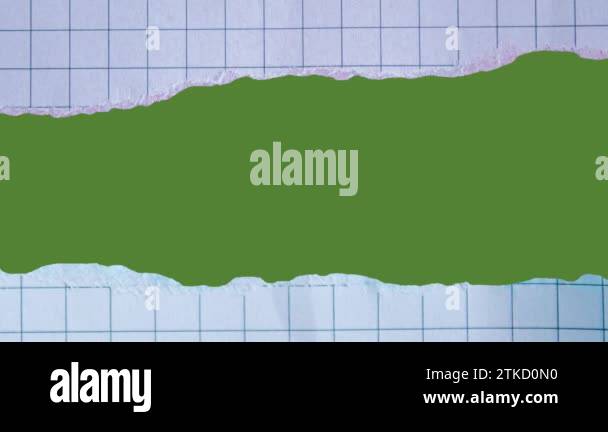 Ripped checkered paper on green screen chroma key background. 4K paper ...