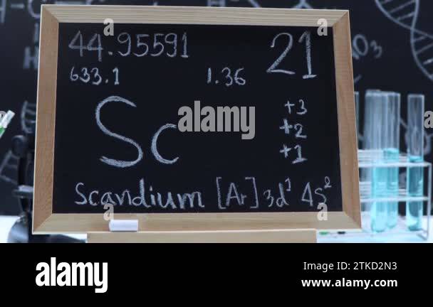 scandium and symbol structural formula chemical on the blackboard ...