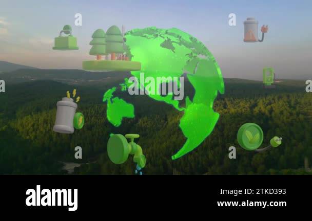 Green forest aerial view and environmental technology concept. Green ...