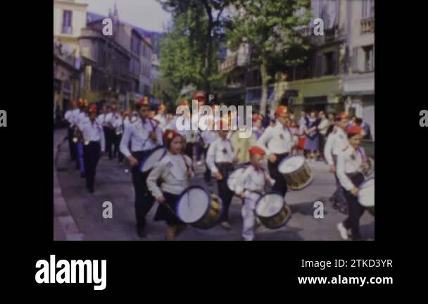Paris, France may 1969: Historic footage showcasing a traditional ...