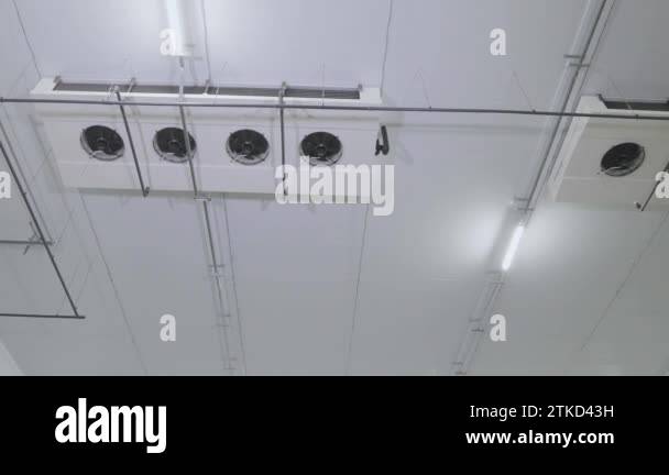 Cooling system in stock. Modern climate system in a grocery warehouse. Industrial cooling system ...
