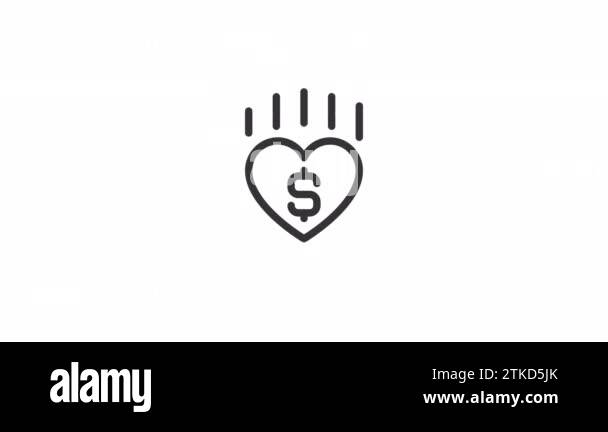 Animated charity linear icon. Donating money to Ukraine. Making ...