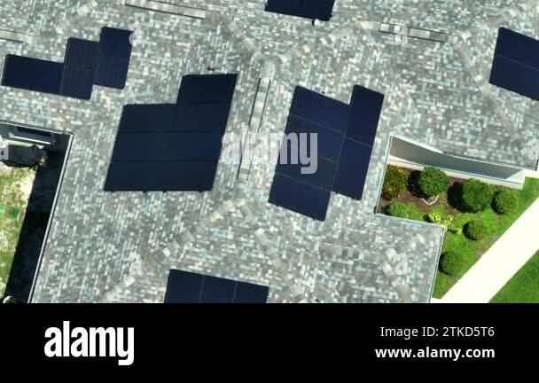 Standard american residential house with rooftop covered with solar ...