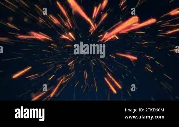 Super fast exploding particles background suggestive of red hot glowing ...