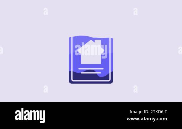 Blue House contract icon isolated on purple background. Contract creation service, document ...