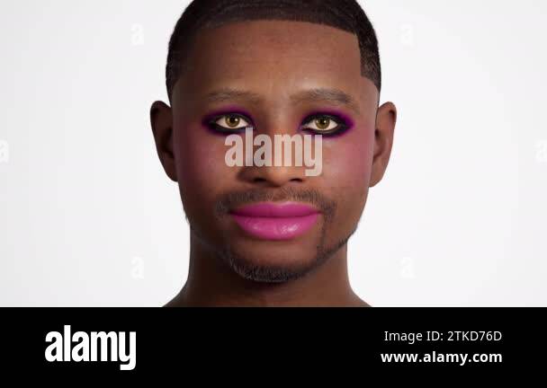 Portrait, gay man isolated on studio background. Happy, gen z aesthetic ...