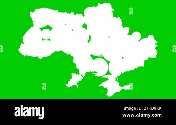 An animated white map appears from circles. Symbol of country Ukraine ...