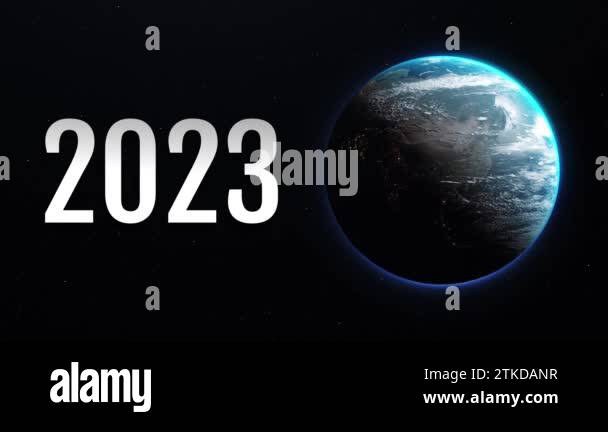 2023 year on planet earth. Concept symbol of the world at 2023. 3d loop ...