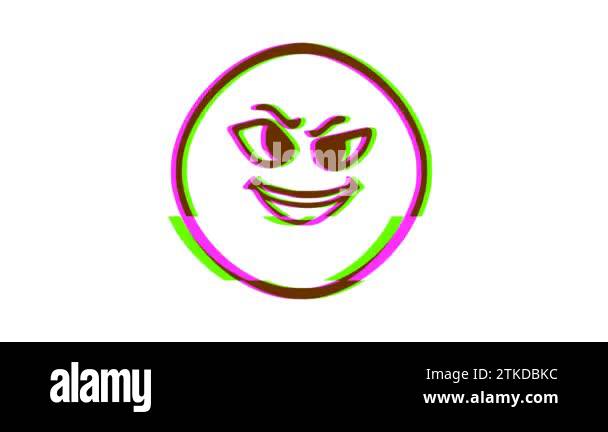 Sneaky face emoticon with glitch effect. Cartoon face animation, Emoji ...