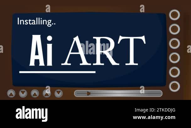 Cartoon Computer With the word Ai Art. Video message of a screen ...