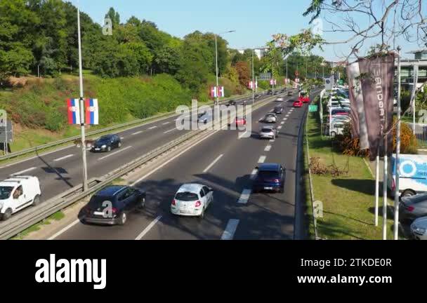 Belgrade Serbia 9.9.23 View from pedestrian bridge between Gucevska ...
