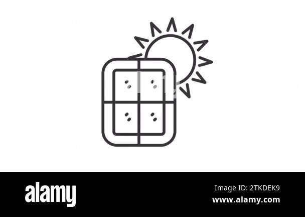 Animated solar panel linear icon. Photovoltaic device. Converts sun ...