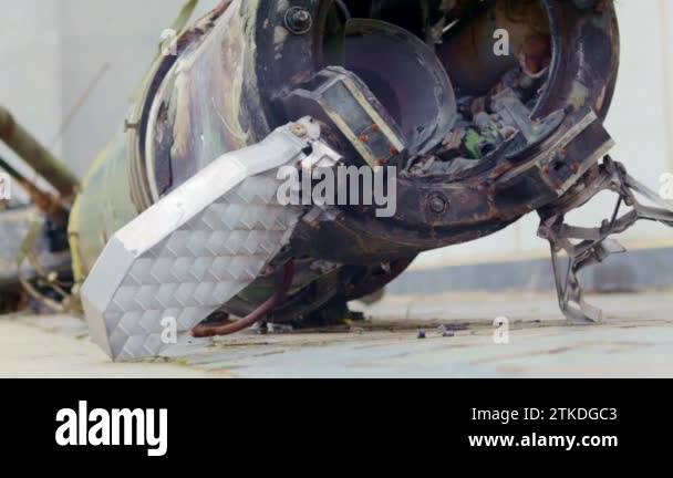 Parts of a tactical ballistic missile, OTR-21. Destroyed Russian ...